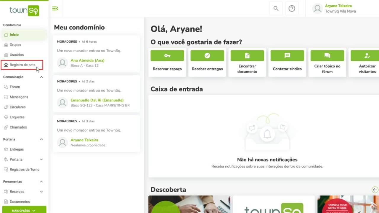 Registre Os Pets Do Condomínio Na Plataforma TownSq